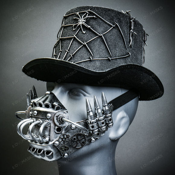 ILOVEMASKS | Accessories | Silver Halloween Spider Web Top Hat W Silver ...